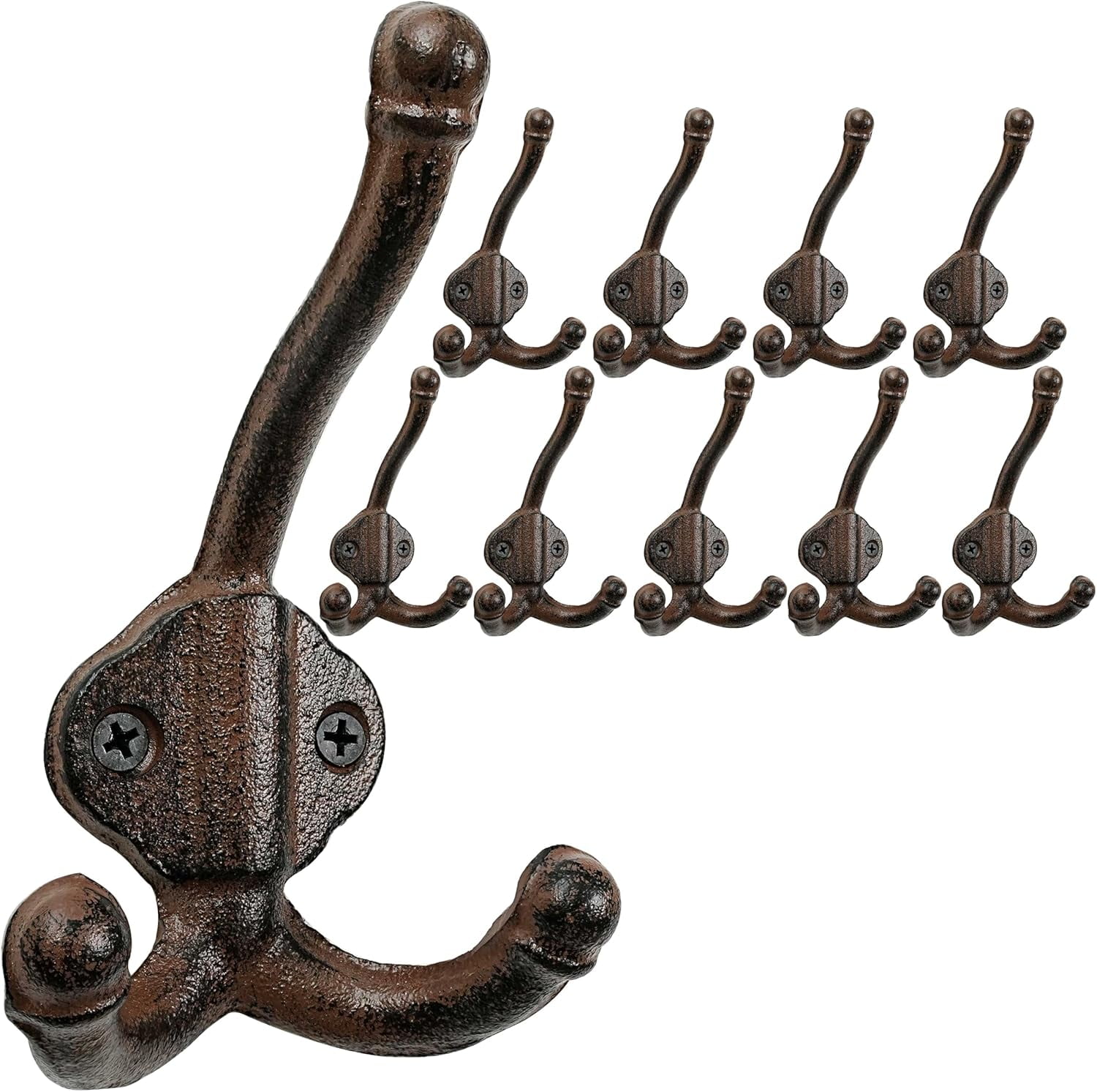 Rustic Coat Hooks, Cast Iron Triple Hooks for Hanging Heavy Duty ...