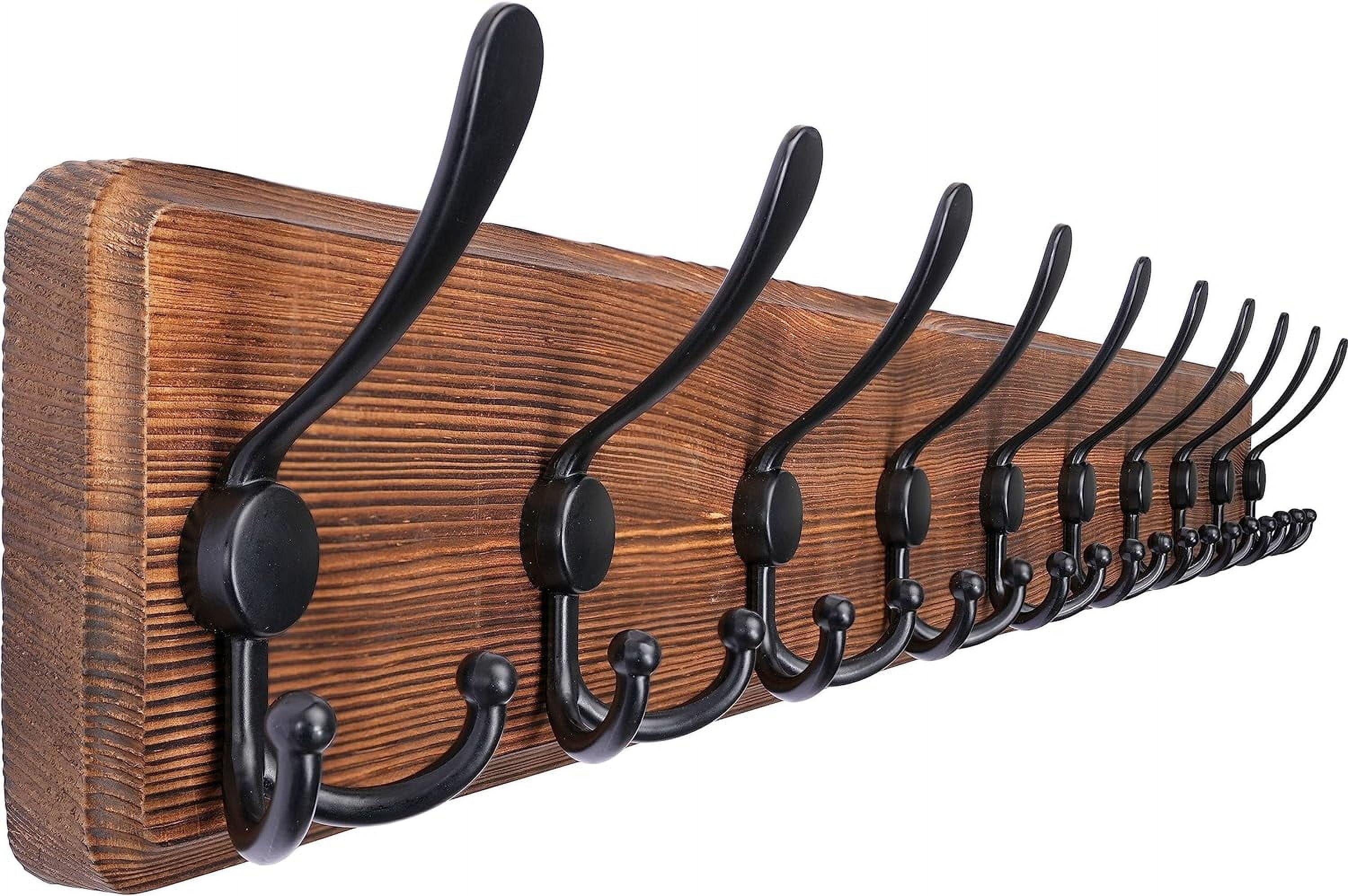 Rustic Coat Rack Wall Mount with 10 Rustproof Hooks, 38.6