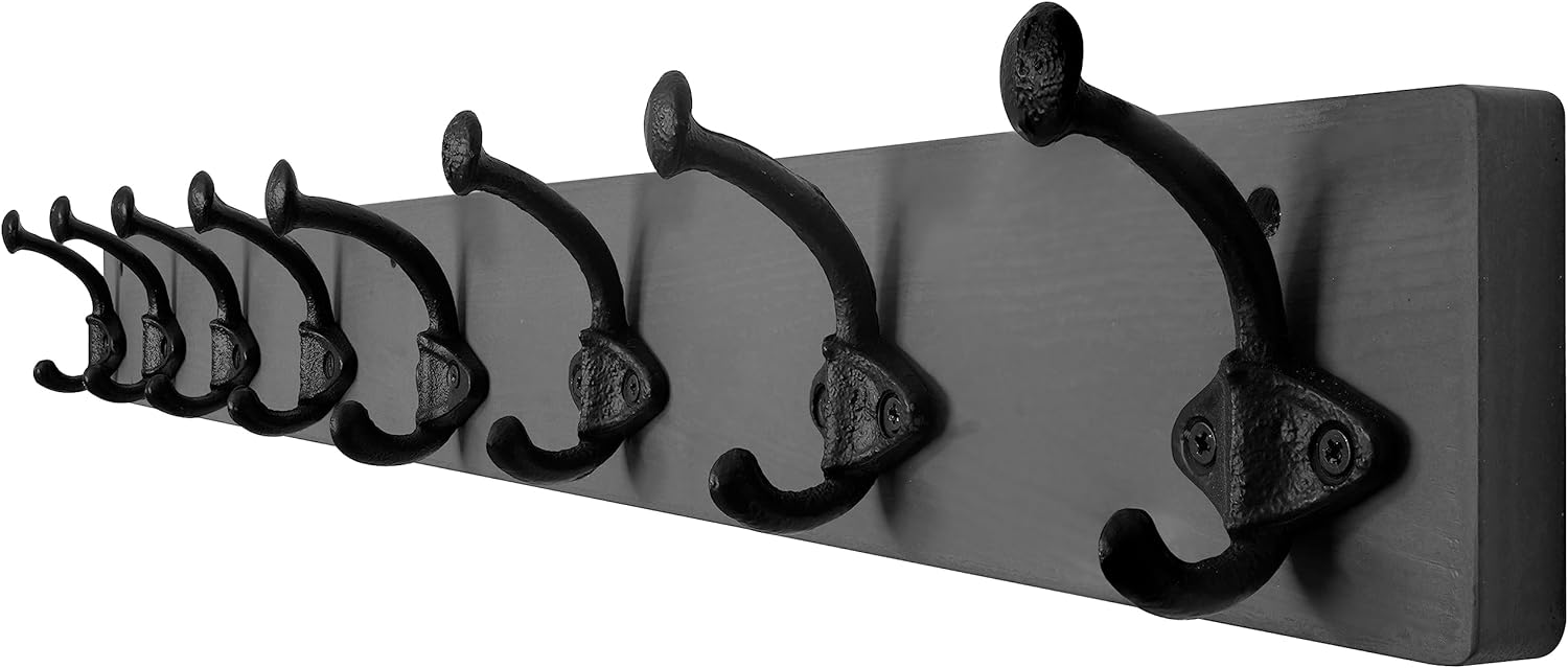 Rustic Coat Rack Wall Mount,35.43" Long 8 Cast Iron Coat Hooks Wall ...