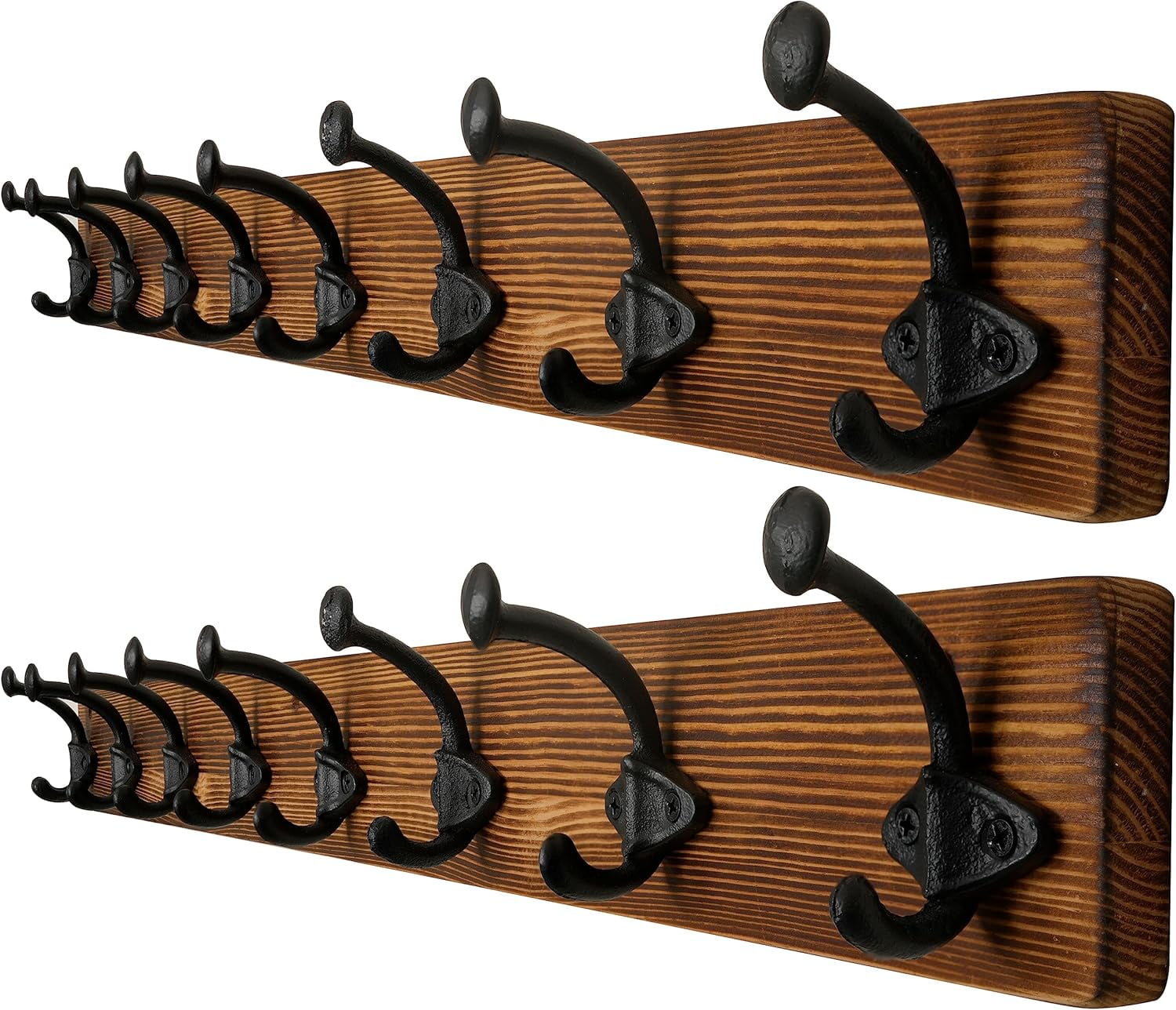 Rustic Coat Rack Wall Mount, 35.43" Long 8 Cast Iron Coat Hooks Wall ...