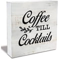 Rustic Coffee Till Cocktails Wood Box Sign Funny Kitchen Bar Wooden Box ...