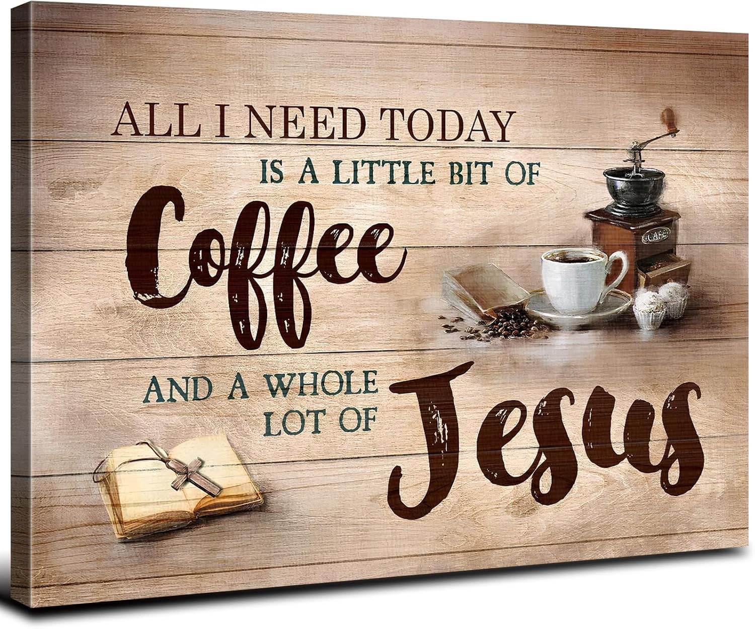 Rustic Coffee Wall Decor for Kitchen Brown Jesus Christian Wall Art ...
