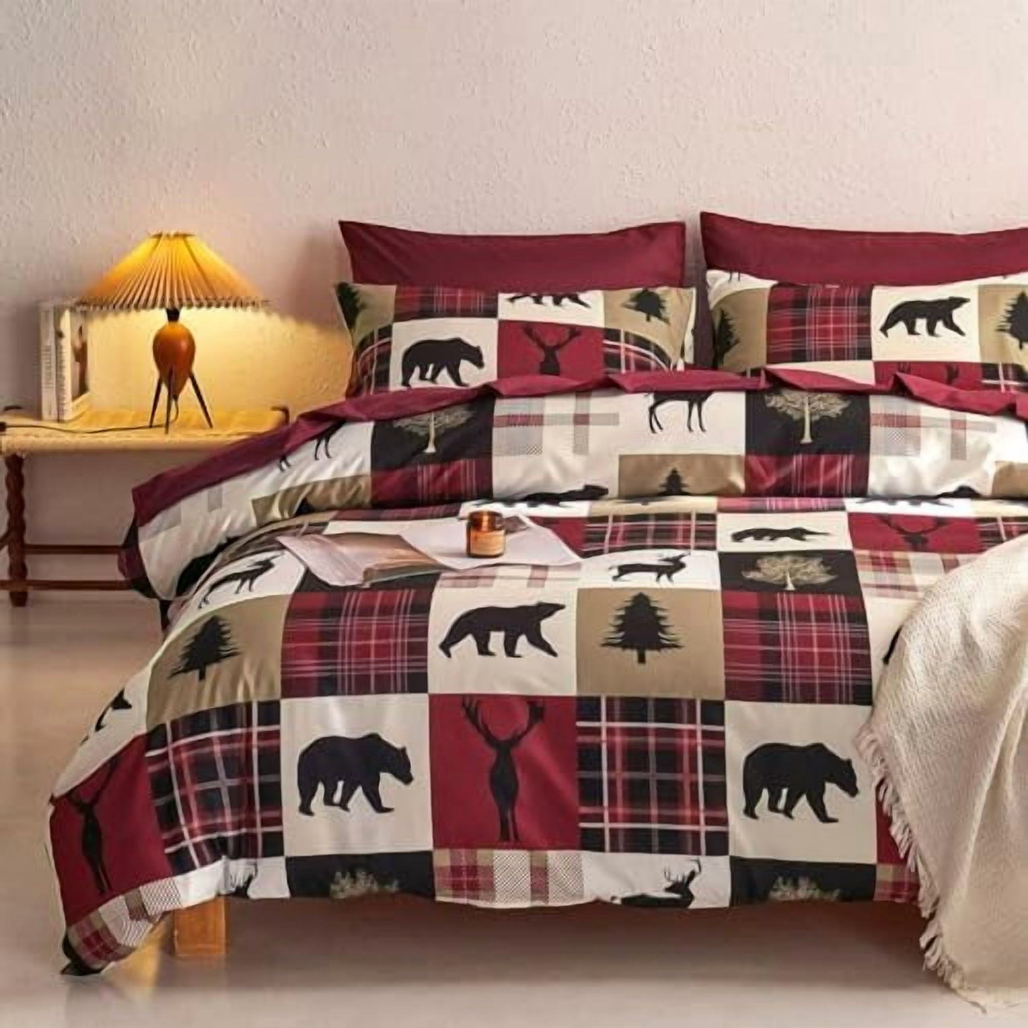 - Rustic Comforter Set, Cabin Christmas Lodge Western Country Bear Deer ...