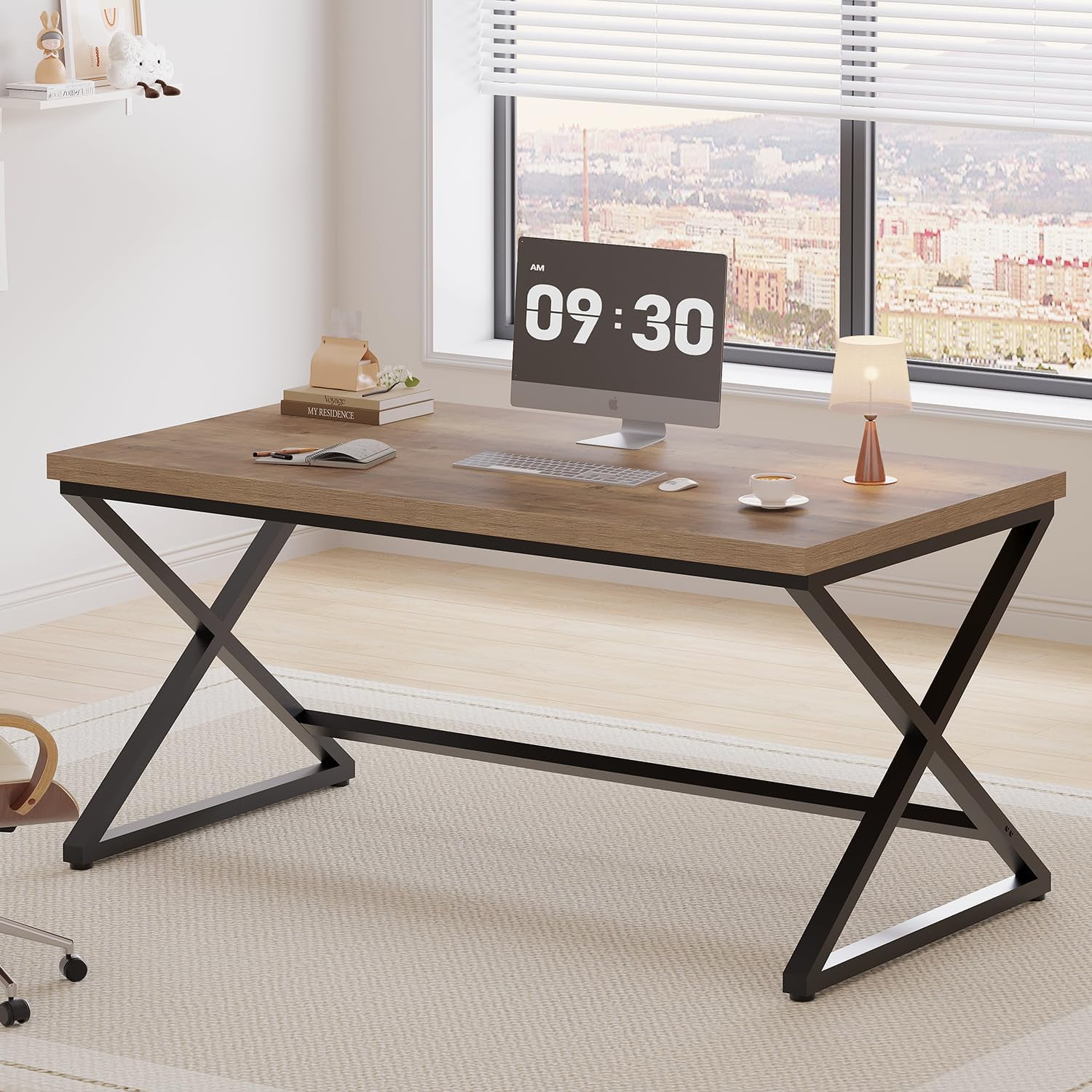 Rustic Computer Farmhouse 60 inch Wood Metal Work for Writing Study ...