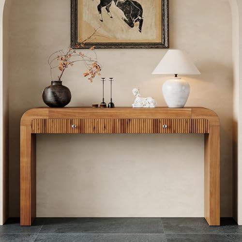Rustic Console Table with Fluted Drawer Front, Entryway Table with ...