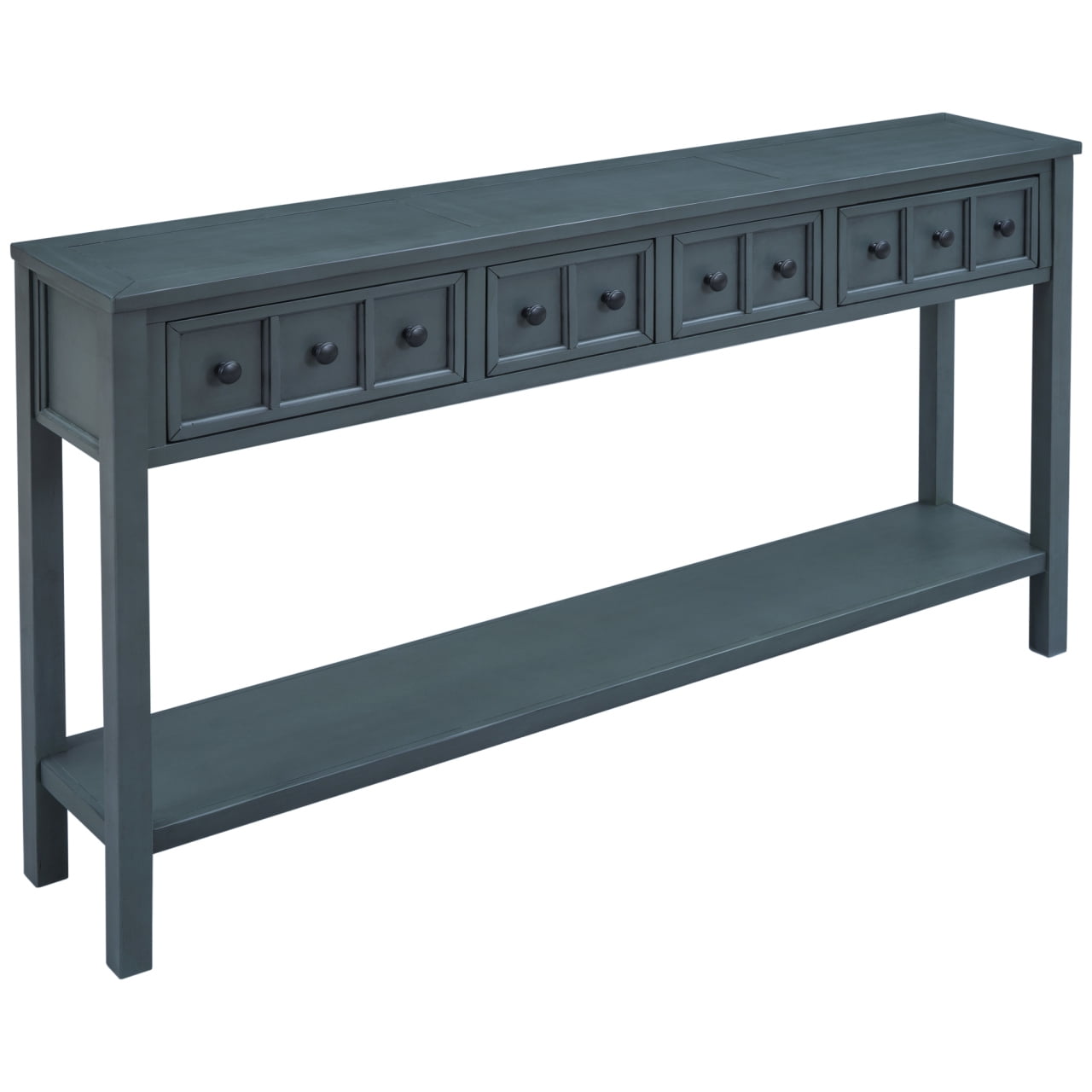 Rustic Console Table, Long Sofa Table with 4 Drawers and Bottom Storage ...