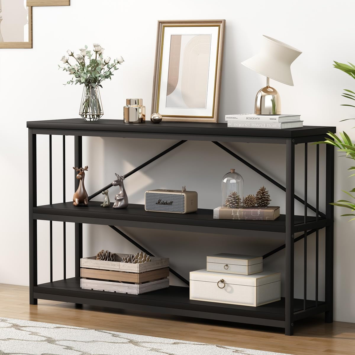 Rustic Console Table Wood Metal Entryway Sofa Table Modern Hallway ...