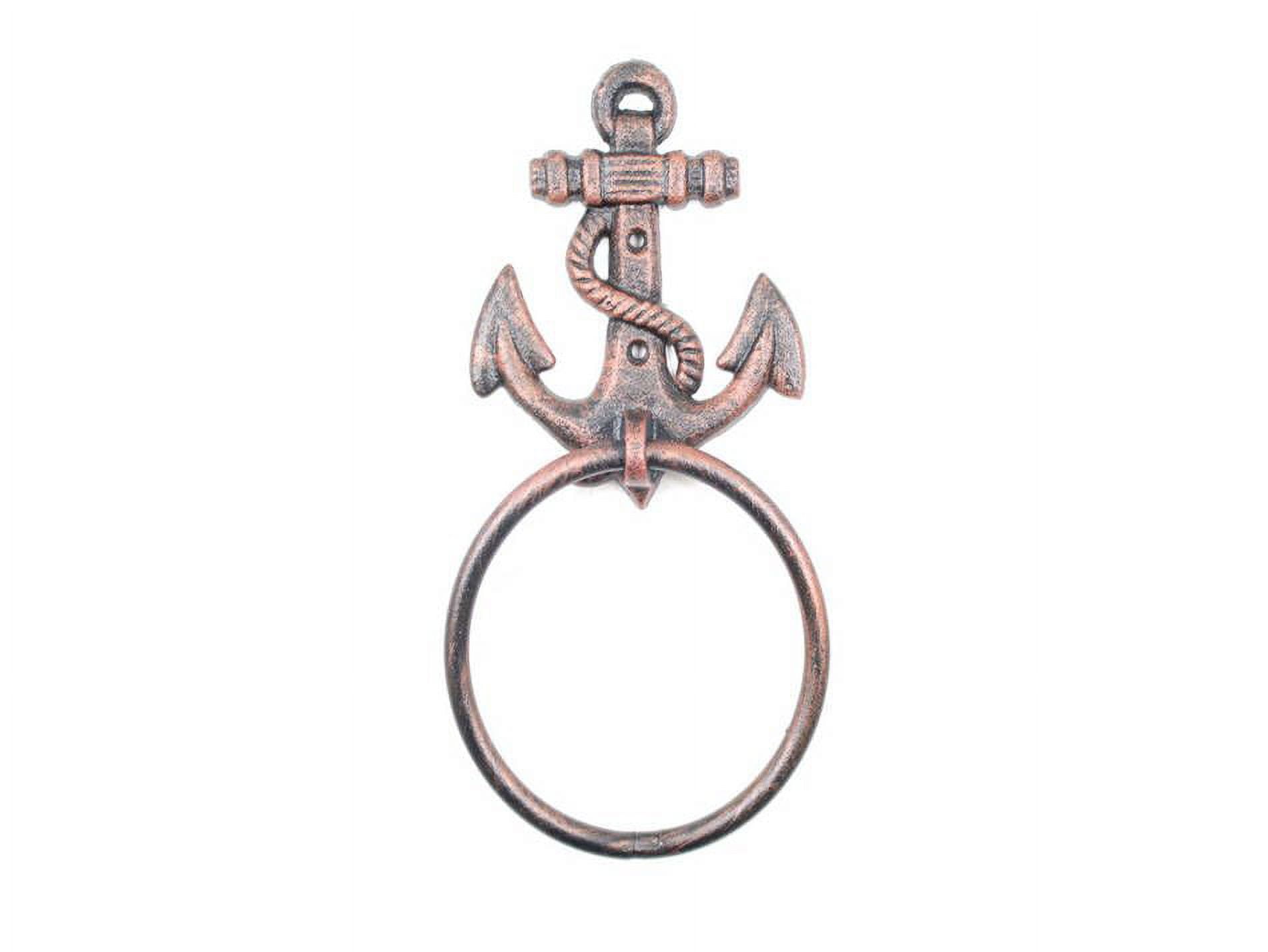 Rustic Copper Cast Iron Anchor Towel Holder 8.5" - Decorative Anchor ...