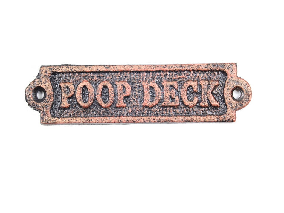 Handcrafted Cast Iron - Rustic Copper Cast Iron Poop Deck Sign 6 ...