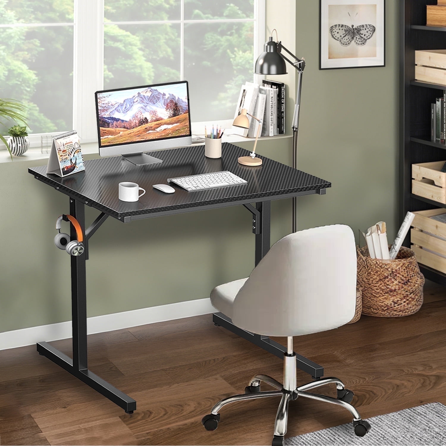 Koligey Small Computer Desk - 32 Inch Writing Table with Headphone ...