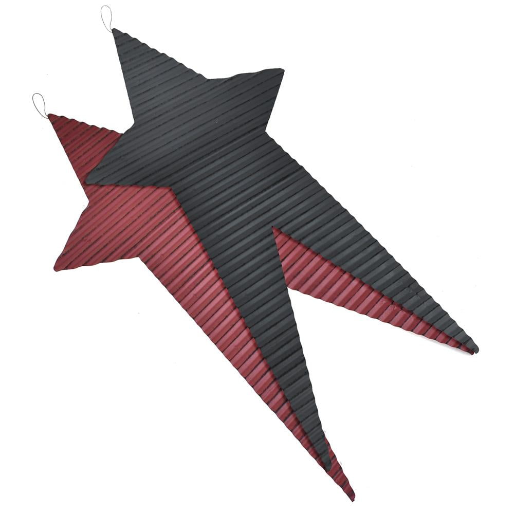 Rustic Corrugated Long Metal Star Wall Decor, Assorted Colors, 28-Inch ...