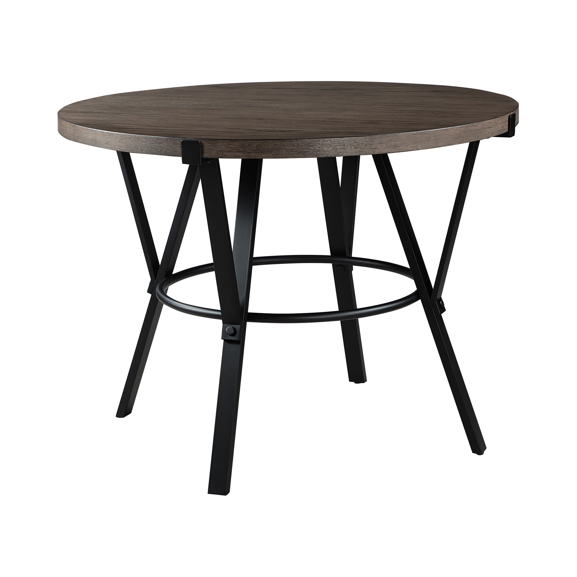 Rustic Counter Height Table With Brown Wood Surface And Black Metal ...