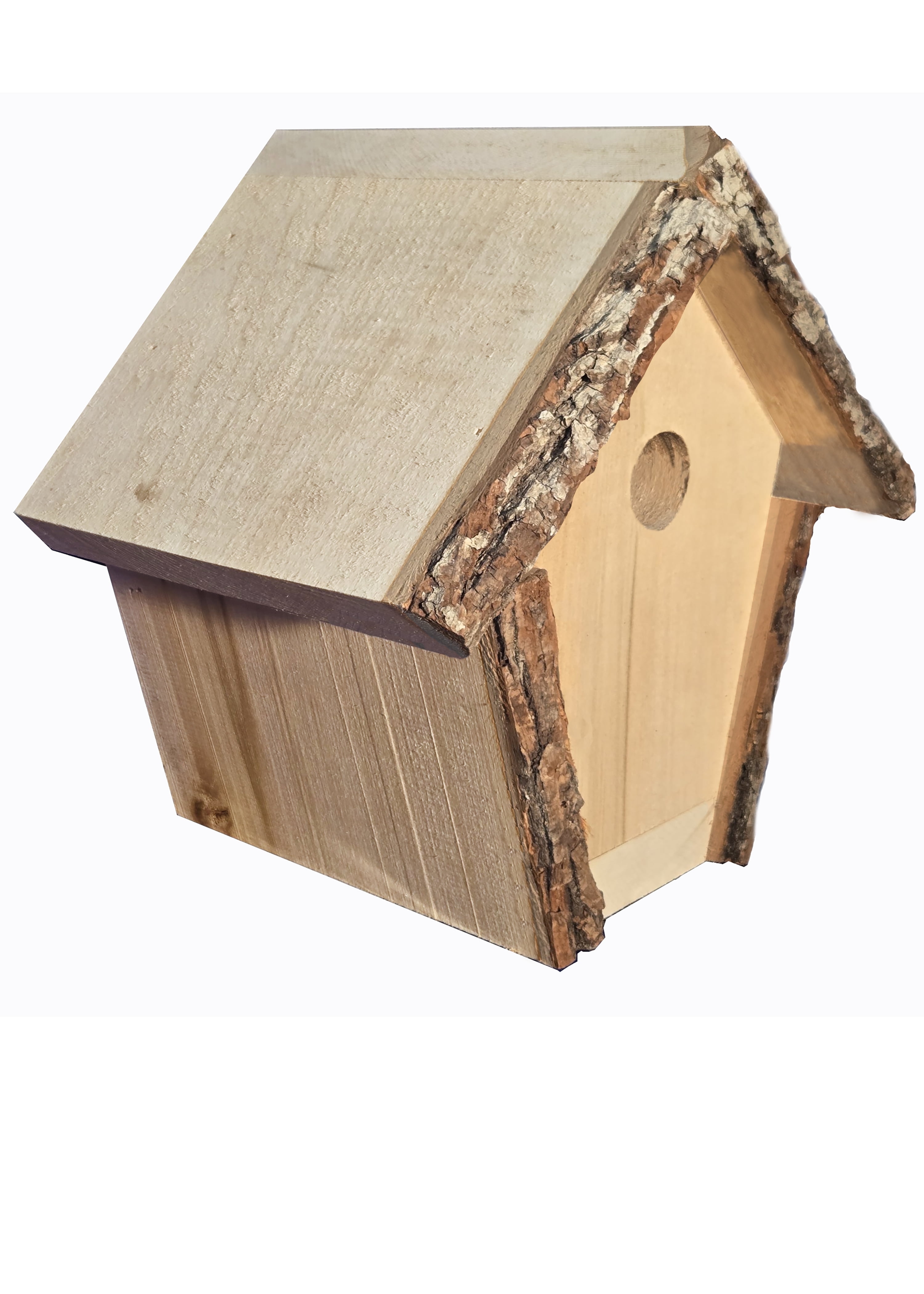 Rustic Country Chalet Style Birdhouse with Bark Edges, Medium Size ...