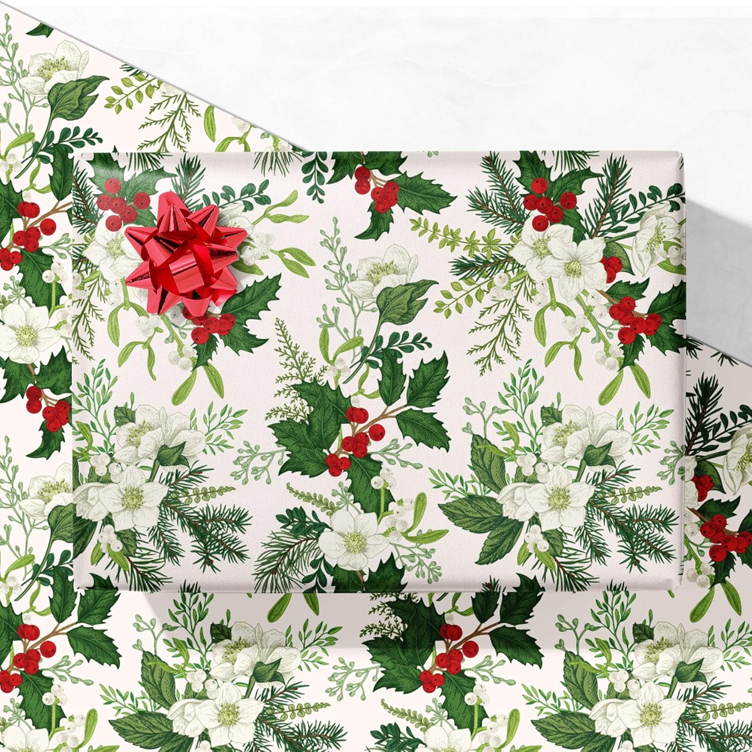 Rustic Country Christmas Wrapping Paper Vintage Cottage Christmas Tree ...