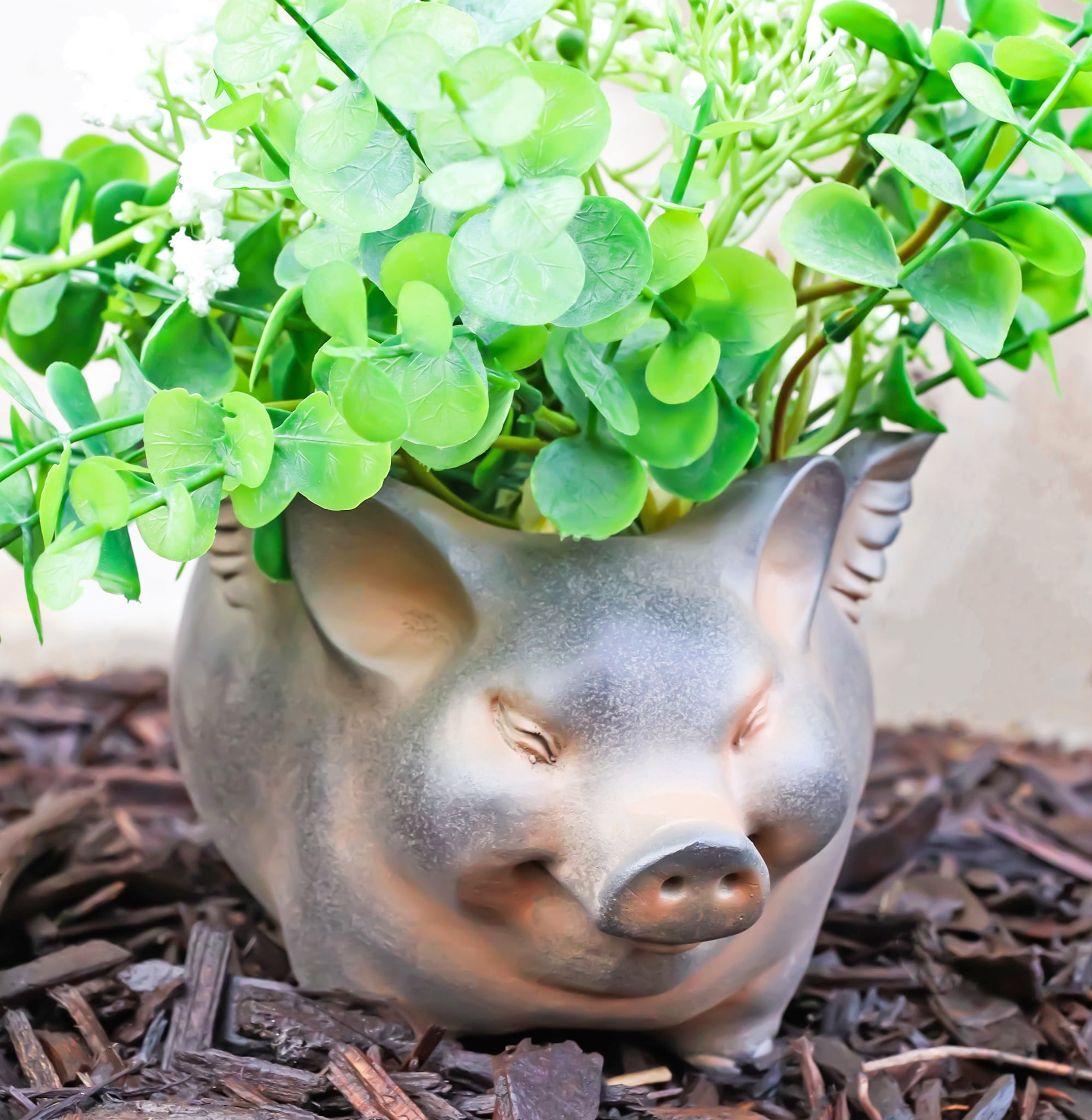Rustic Country Farm Hog Heavens Angel Wings Pig Decorative Vase Planter ...