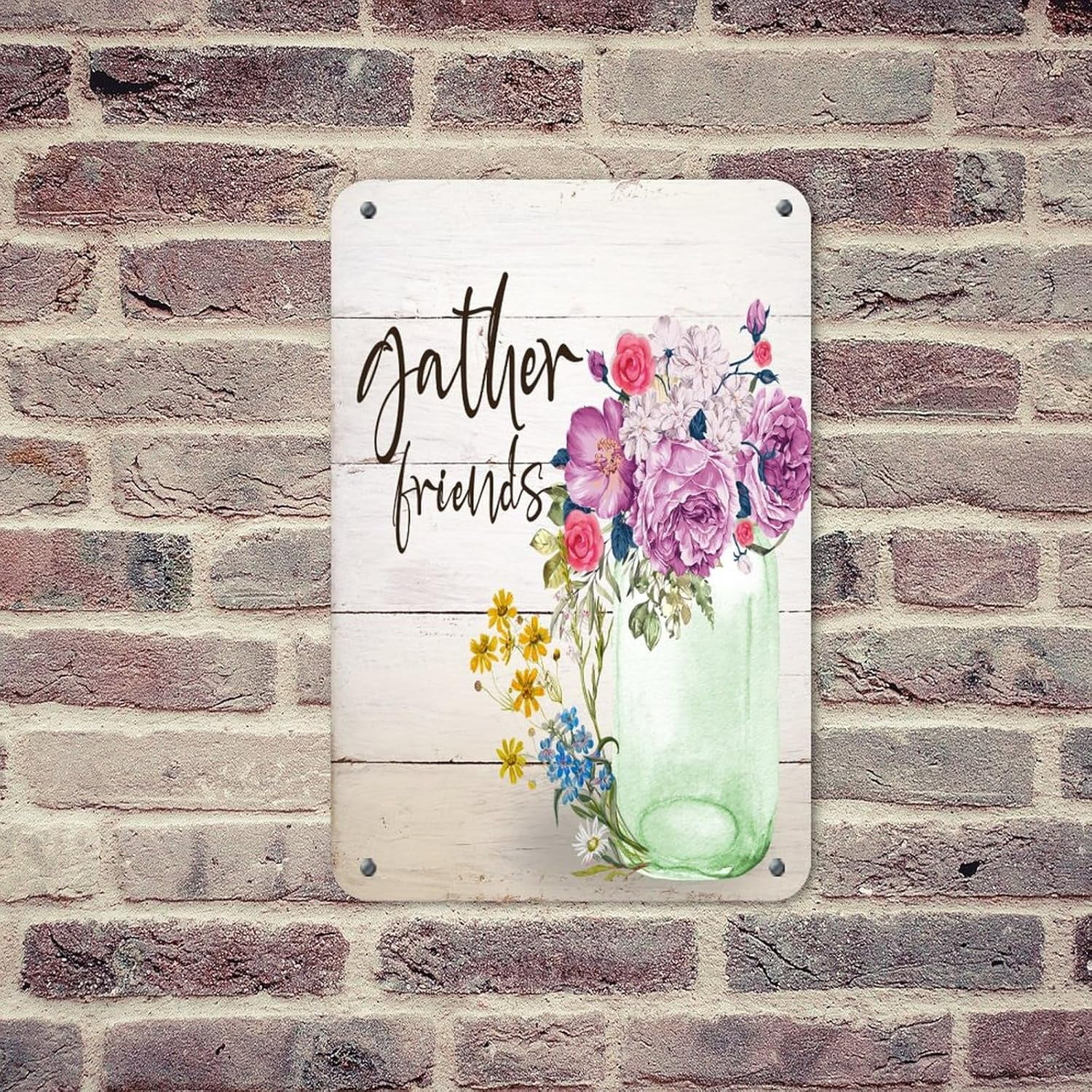 Rustic Country Garage Signs Gather Friends Watercolor Floral in Mason ...