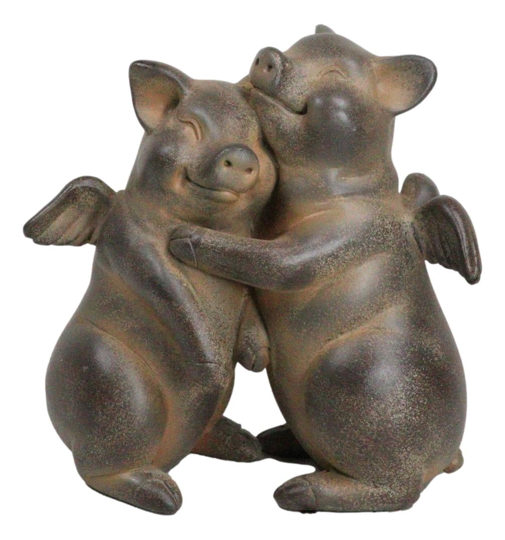 Rustic Country Hog Heavens Whimsical Angel Winged Pig Couple Dancing ...