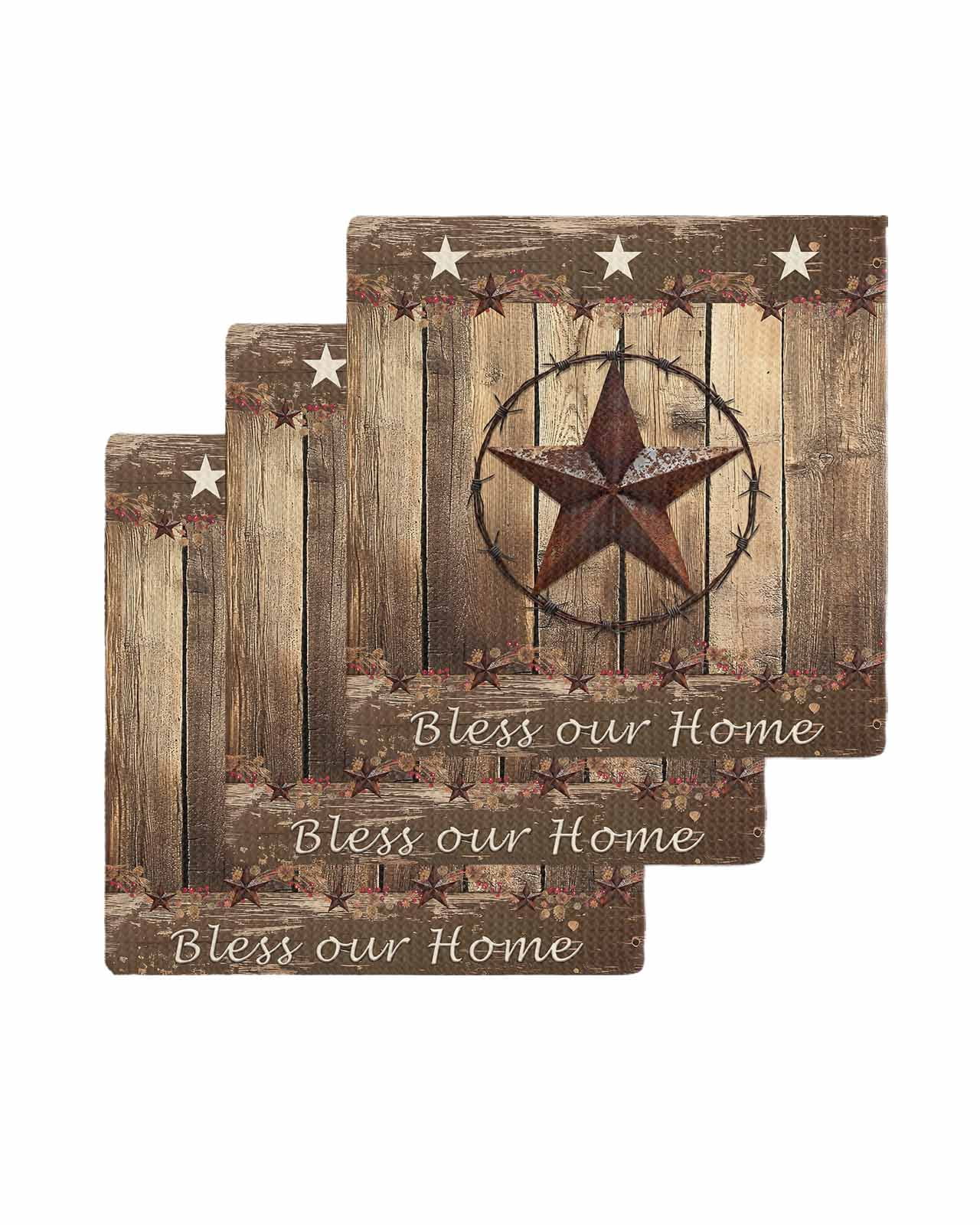 Rustic Country Kitchen Dish Towels for Drying Dishes Set of 3, Western ...