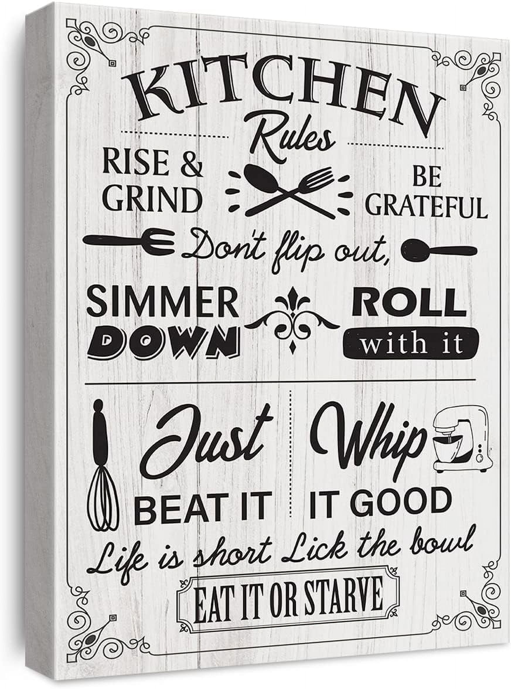 Rustic Country Kitchen Quotes Canvas Wall Art Funny Kitchen Canvas ...