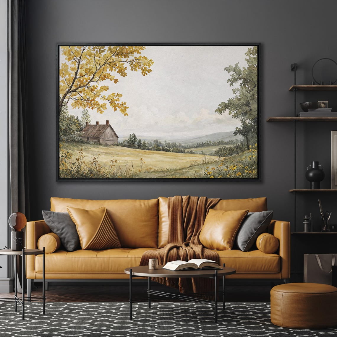 Rustic Country Landscape Poster, Wall Art, Nature Scenery Art, Rural ...