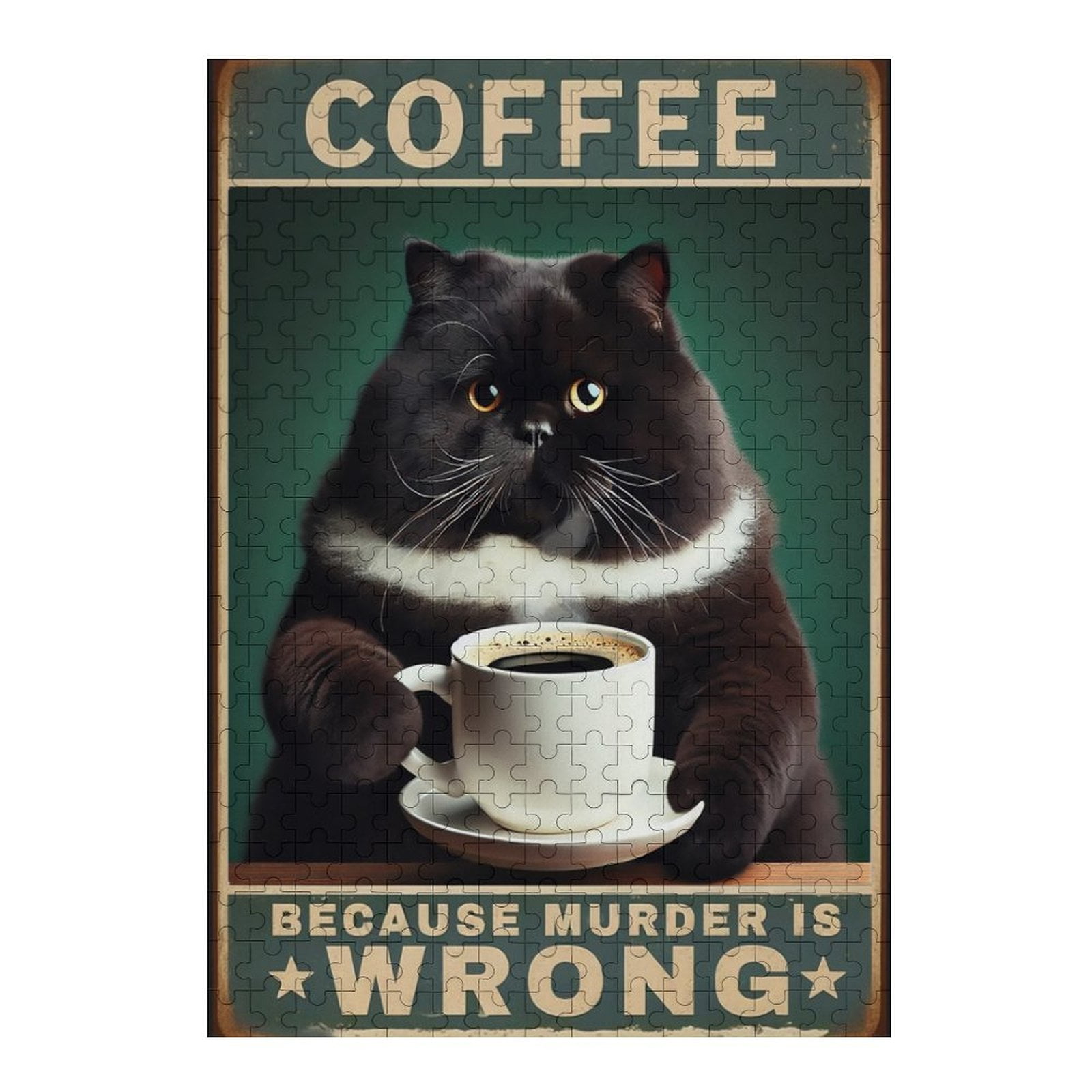 Rustic Country Puzzles Coffee Because Murder Is Wrong Funny Cat Love ...