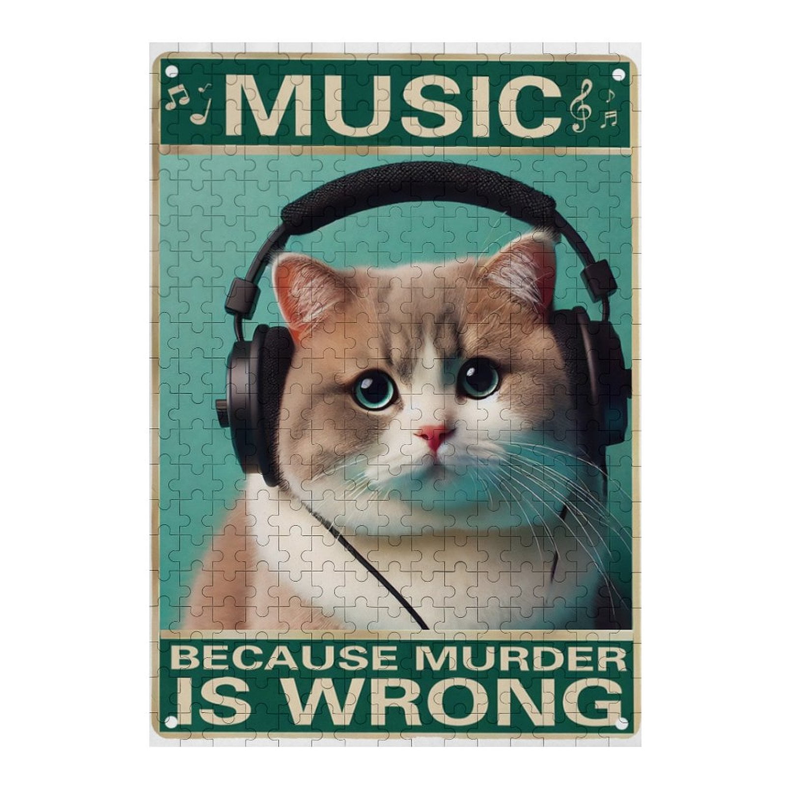 Rustic Country Puzzles Music Because Murder Is Wrong Funny Cat Love ...