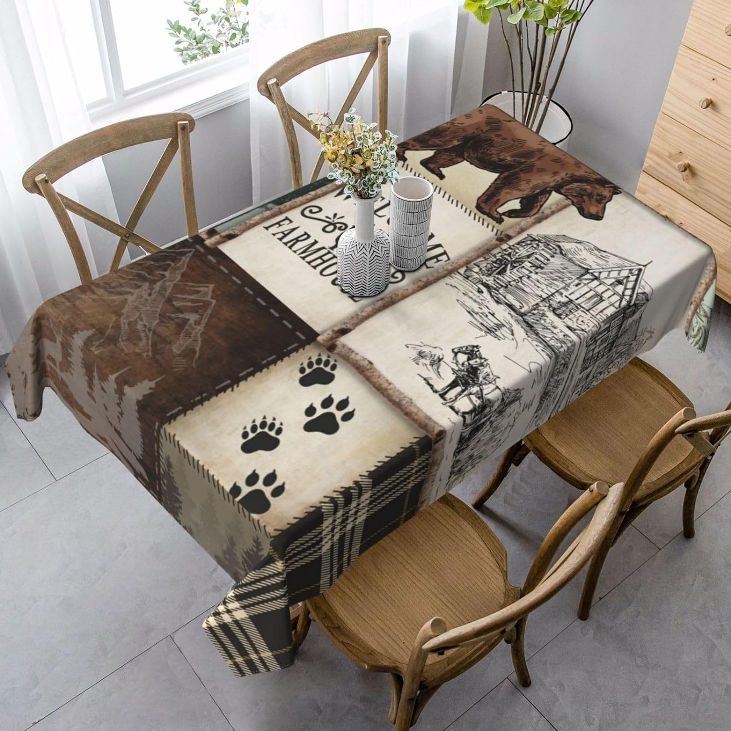 Rustic Country Rectangular Tablecloth,Country Style Farmhouse Lodge ...