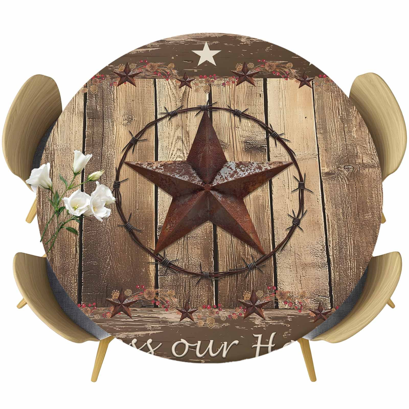 Rustic Country Round Tablecloth 36-44 Inch Round Fitted Table Cloth ...