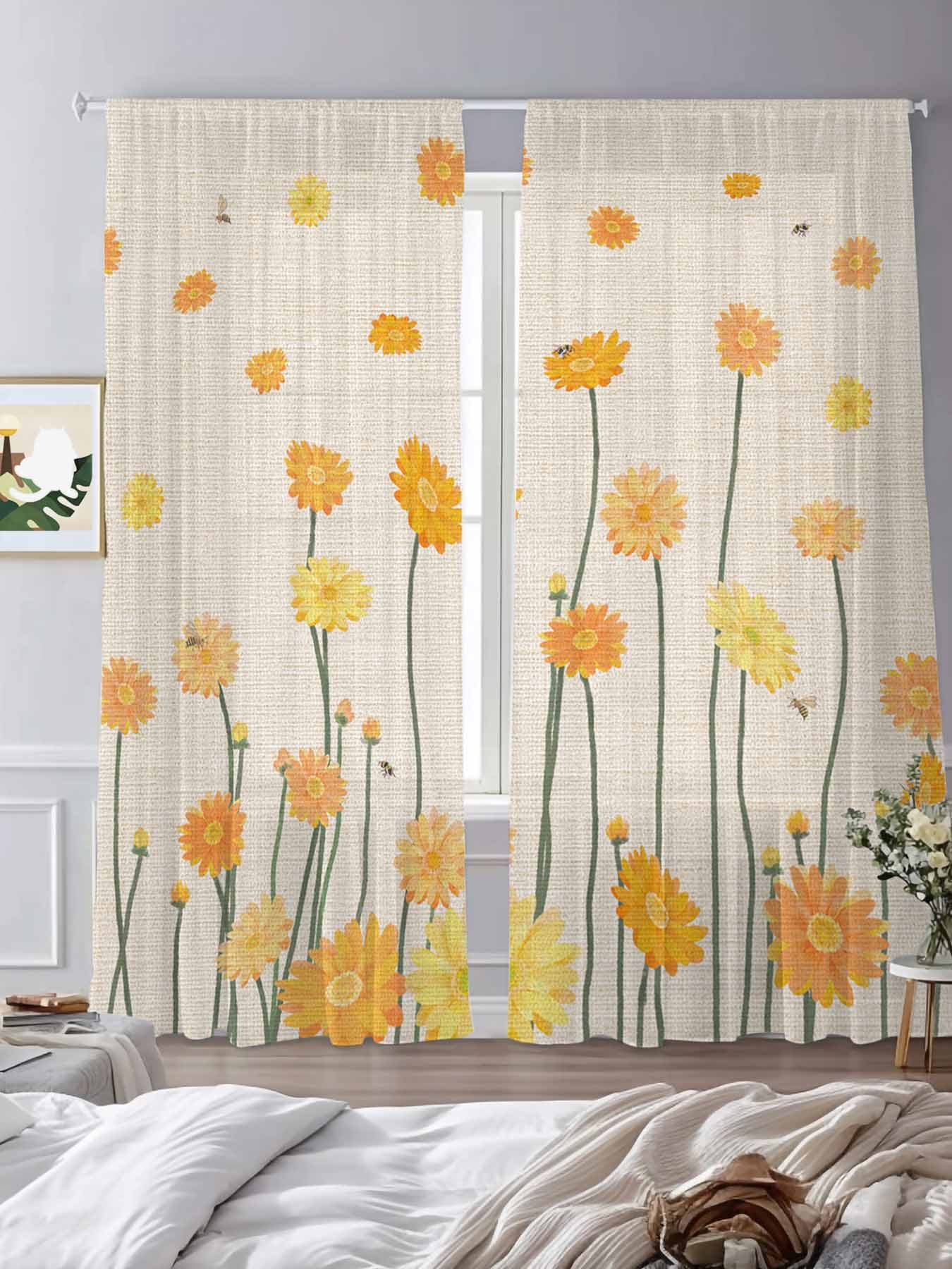 Rustic Country Sheer Curtains 108 inches Long 2 Panels Set Style ...