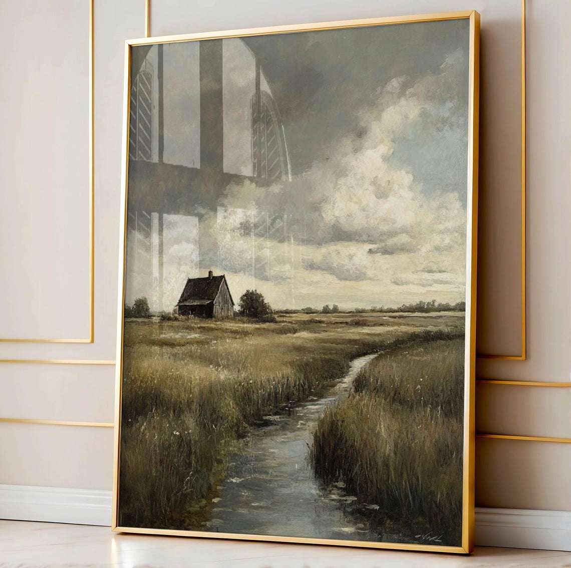Rustic Country Wall Art Vertical Landscape Painting Vintage Able North ...
