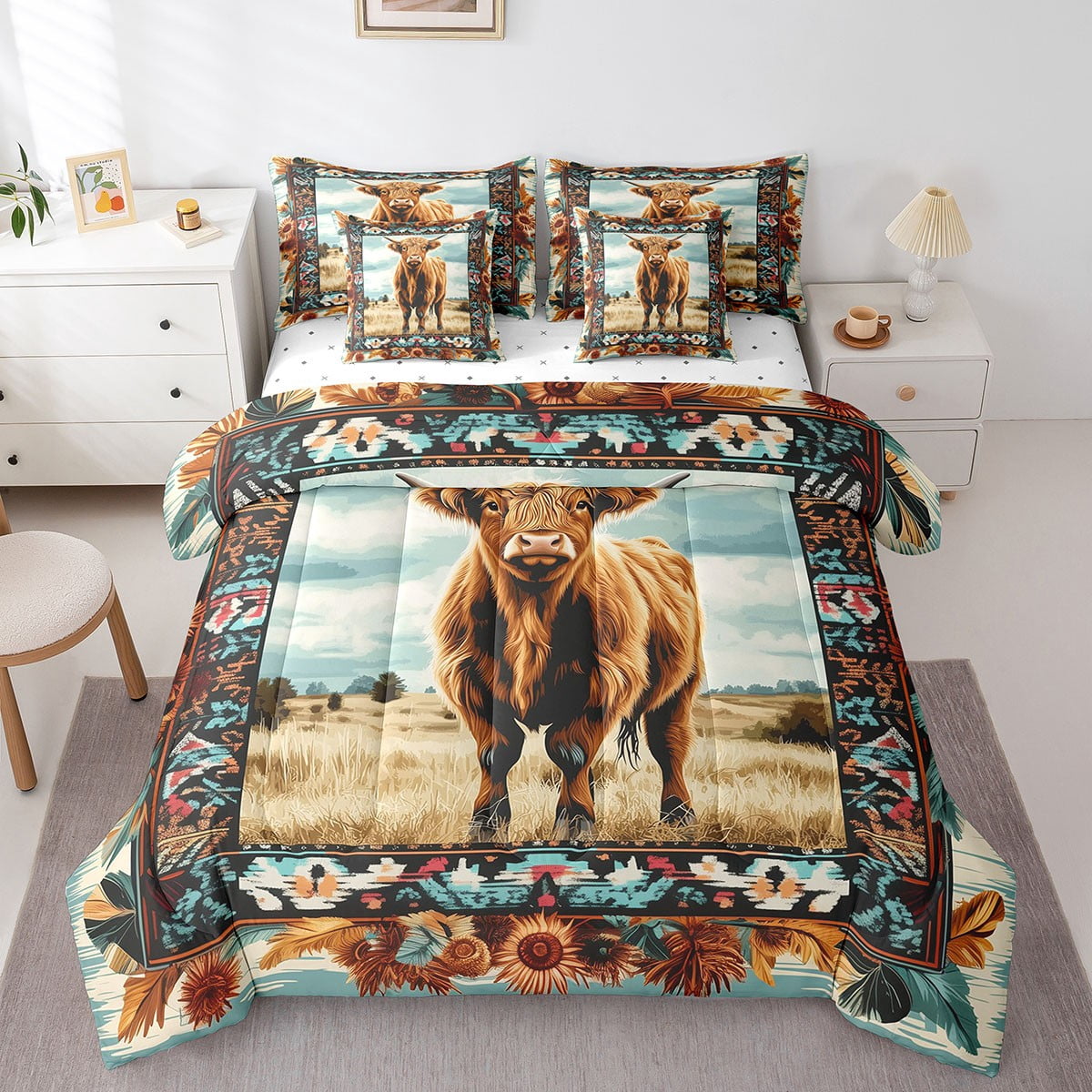 Rustic Cow Bed In A Bag Teens Grassland Farmhouse Decor King Size ...