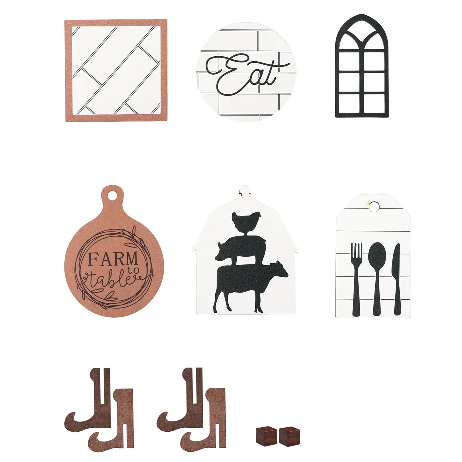 Rustic Cow Chicken Pig Double Layer Tray Set Farmhouse Kitchen Counter ...