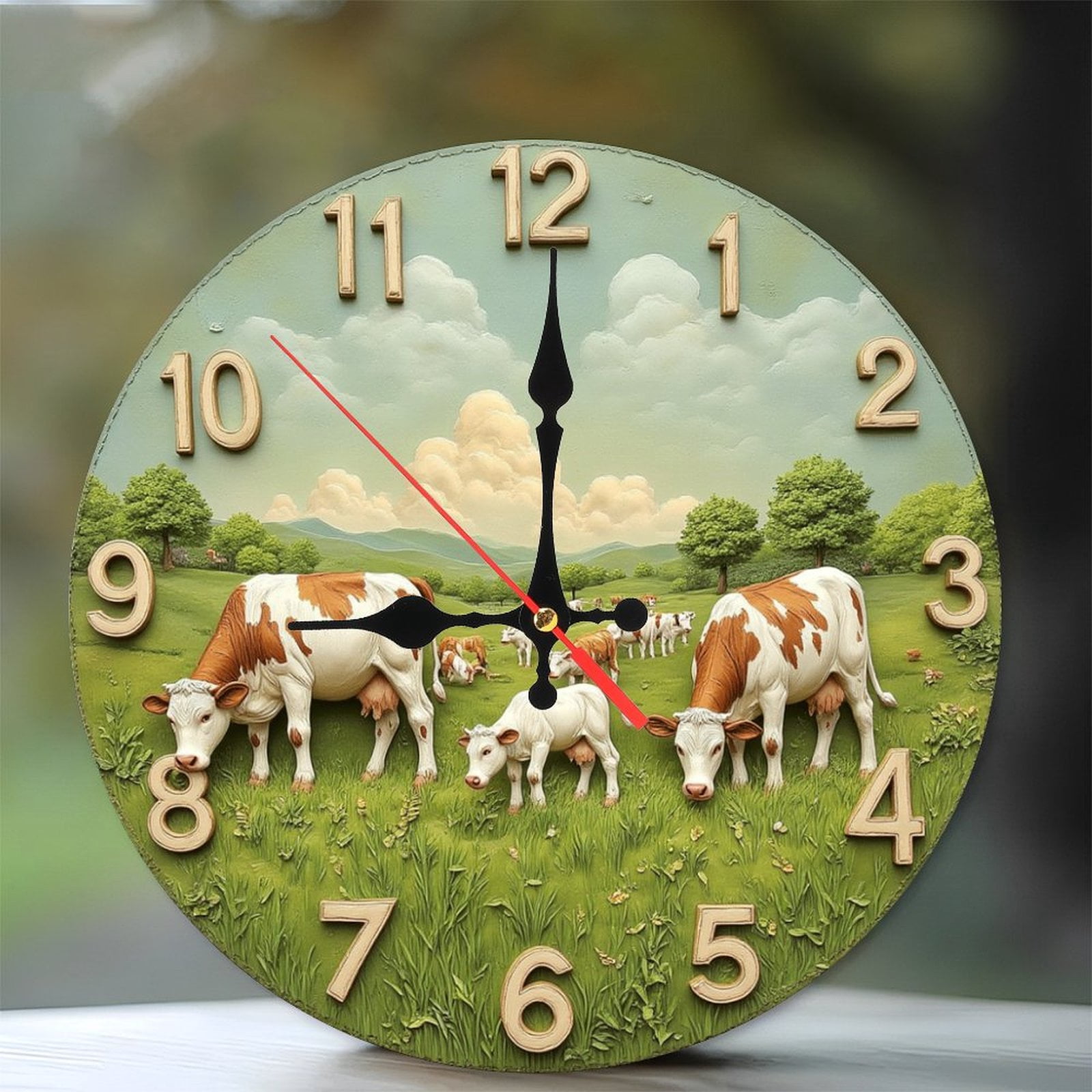 Rustic Cow Pasture Wall Clock，Farm Animal Decor，Handpainted Clock 10 ...