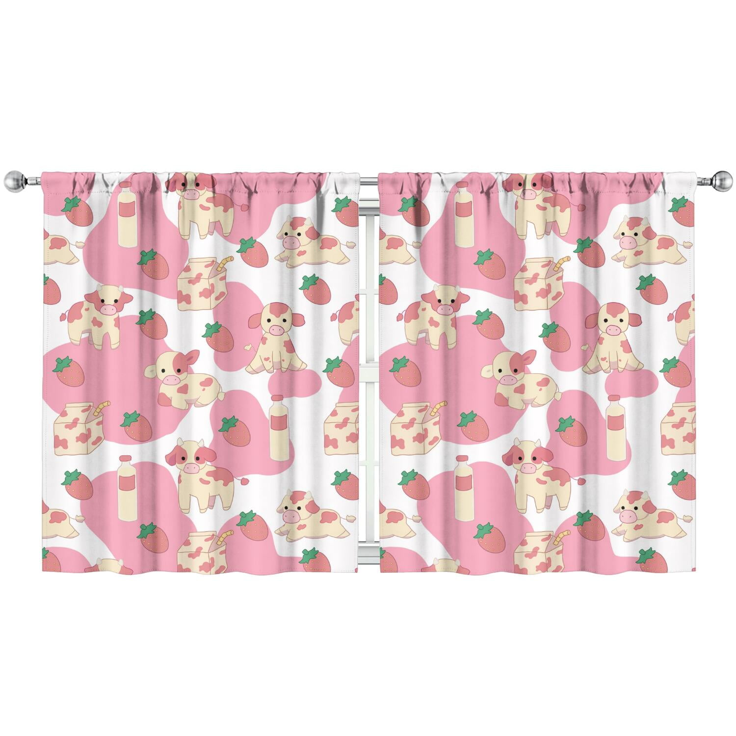 Rustic Cow Print Kitchen Curtains 2 Pack - Highland Bull Design, Semi ...