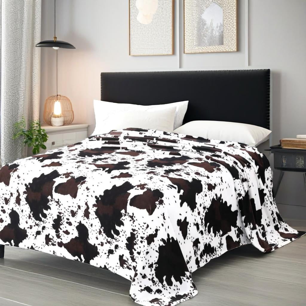 Rustic Cow Print Queen Comforter Set - Cozy Farmhouse Style Microfiber ...