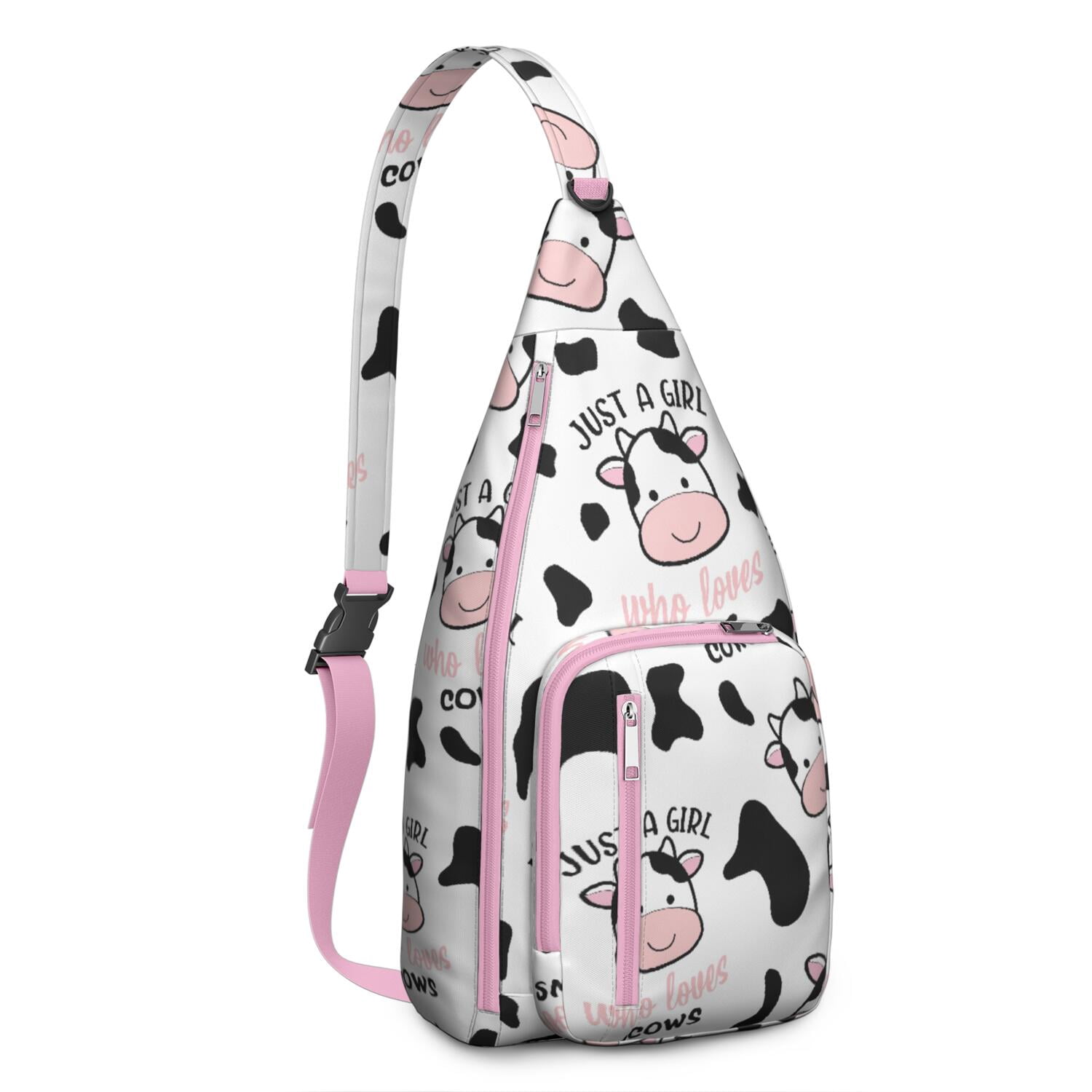 Rustic Cow Print Sling Backpack - Fashionable Black & White Cattle ...
