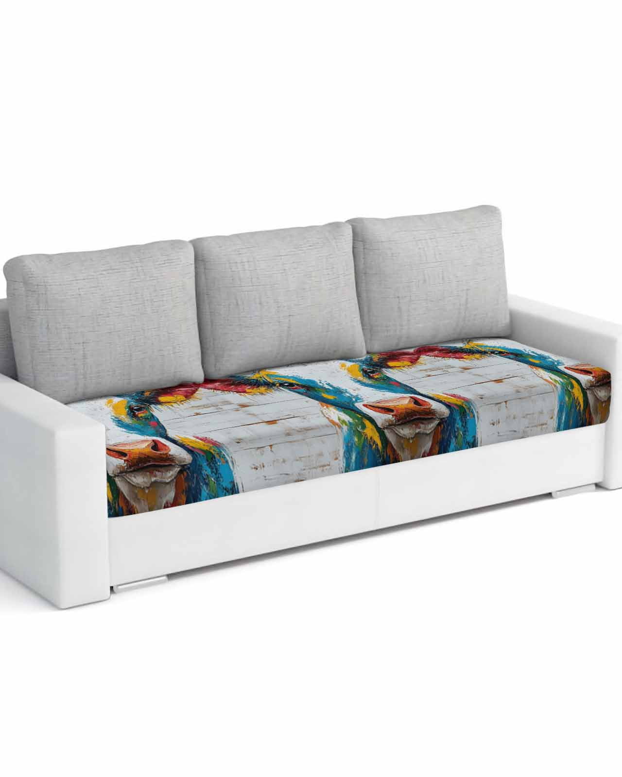 Rustic Cow Sofa Couch Cushion Covers Washable, Removable Stretchable ...