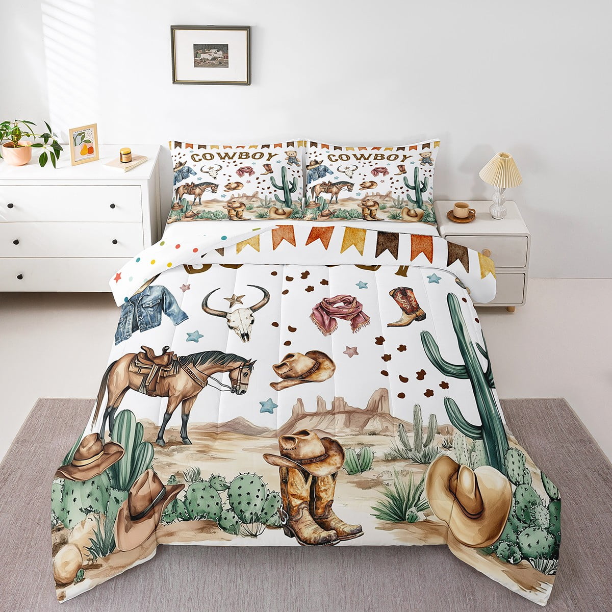 Rustic Cowboy Comforter Set Twin for Cabin Lodge,Farmhouse Cow Bedding ...