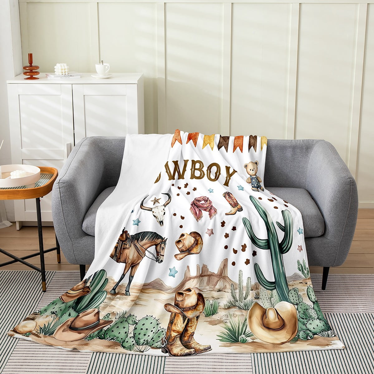 Rustic Cowboy Throw Blanket Queen 90x90 inch for Cabin Lodge,Farmhouse ...