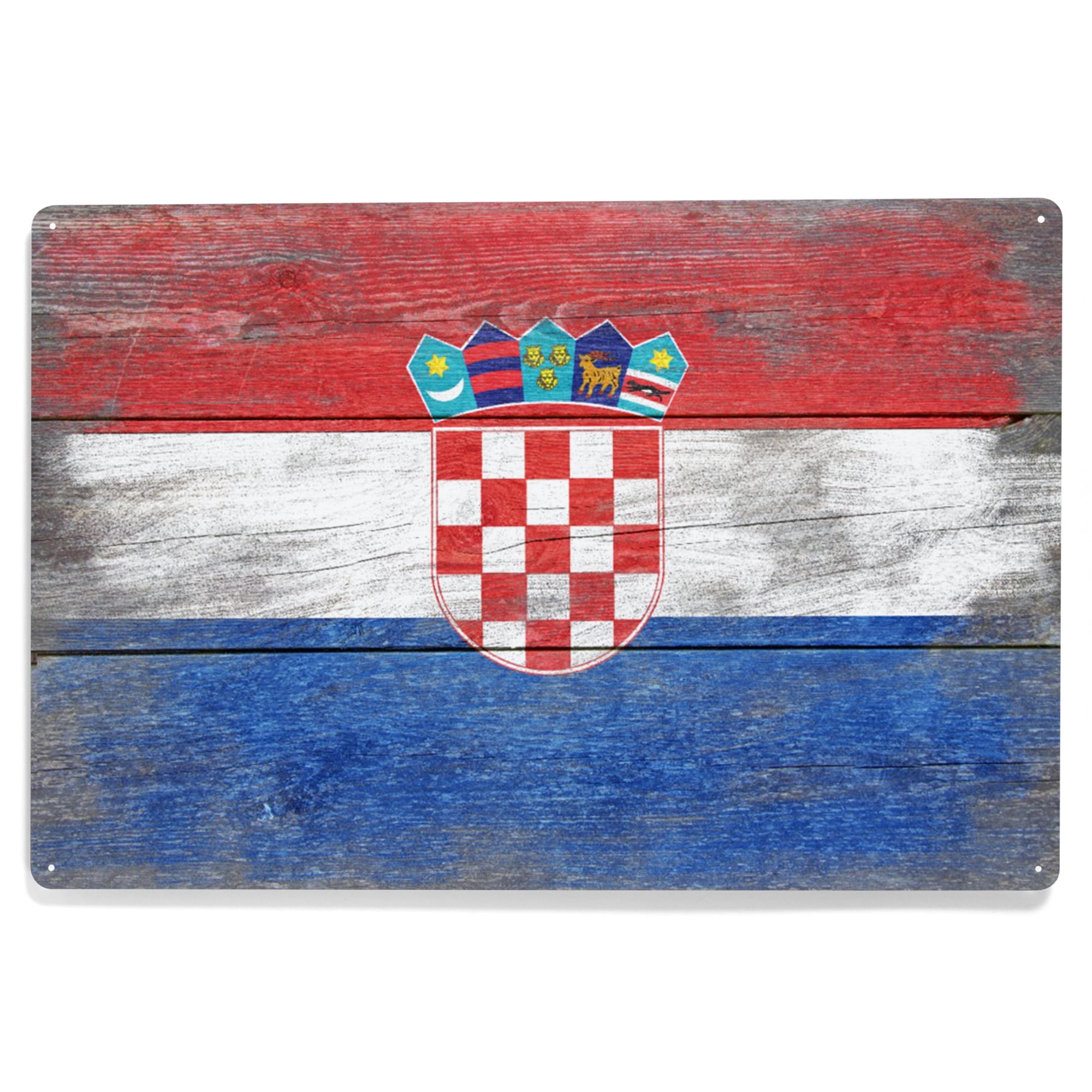 Rustic Croatia Country Flag (12x18 Aluminum Art, Indoor Outdoor Metal ...