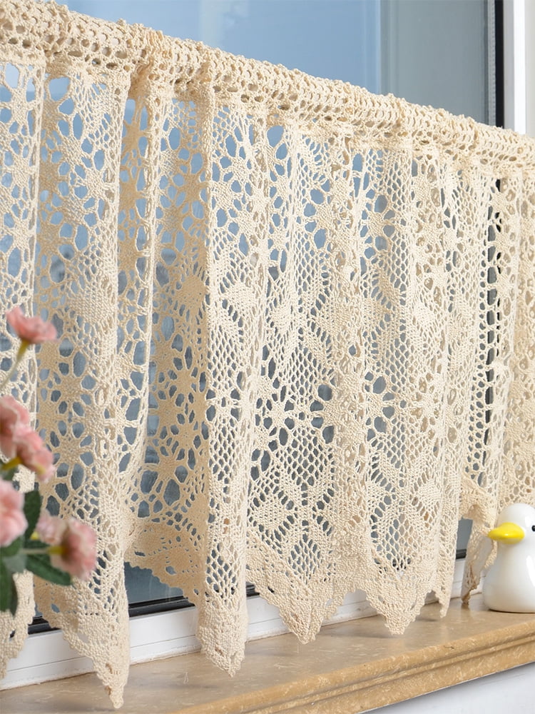 Rustic Crochet Curtain Valance for Living Room Vintage Lace Curtains ...