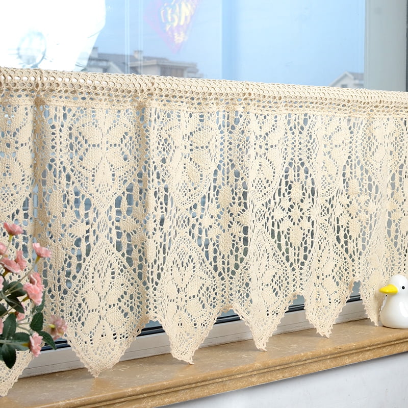 Rustic Crochet Curtain Valance for Living Room Vintage Lace Curtains ...