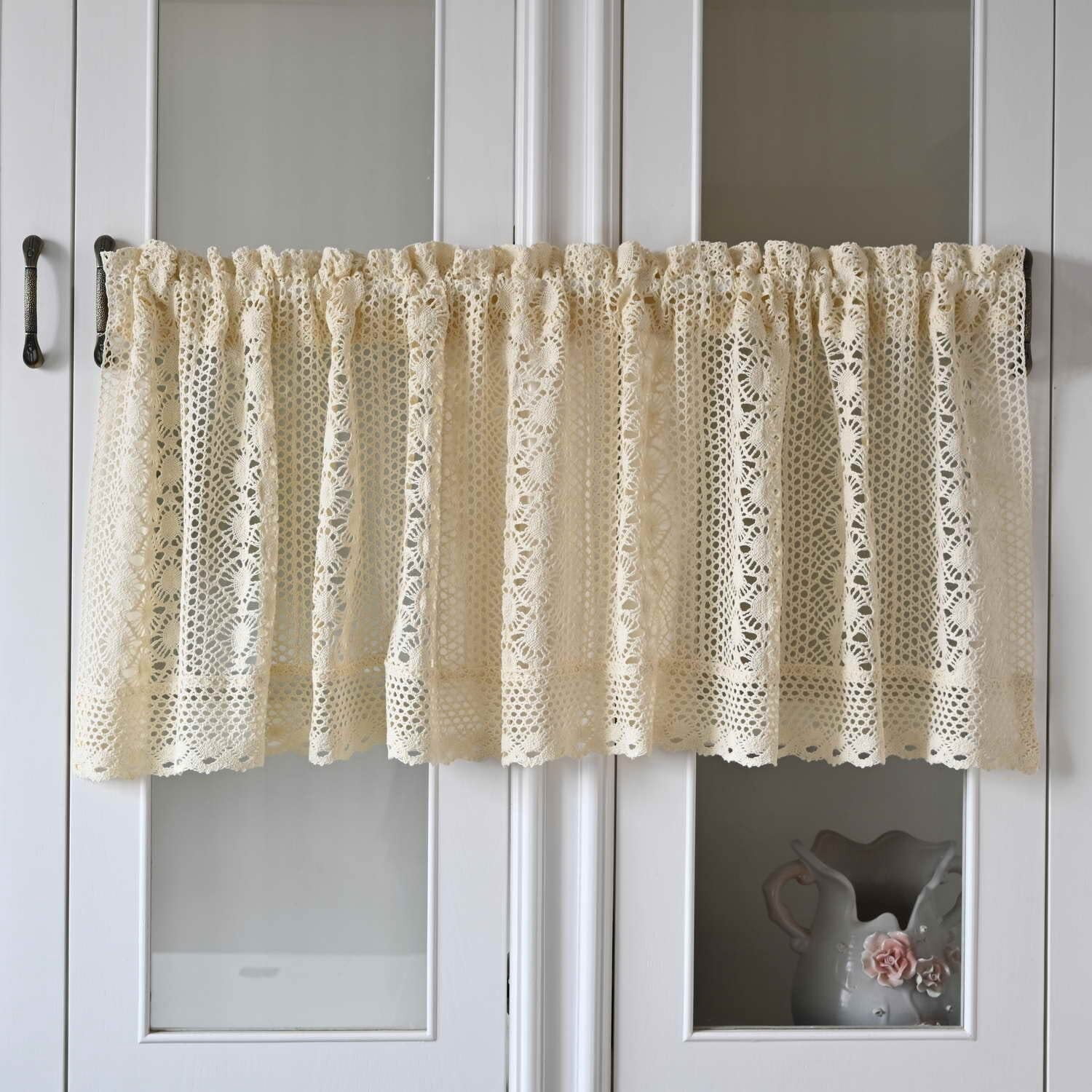 Rustic Crochet Curtain Valance for Living Room Vintage Lace Curtains ...