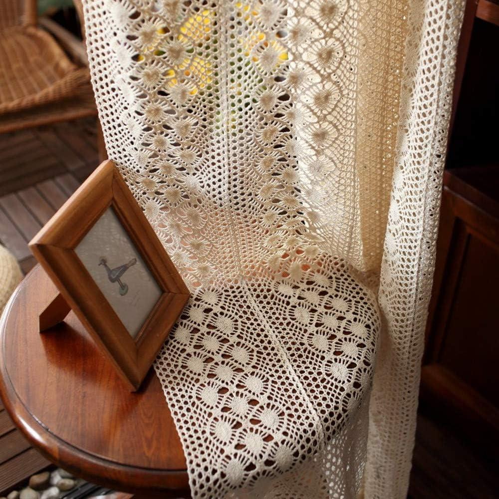 Rustic Crochet Curtains for Living Room Farmhouse Knitted Cotton ...