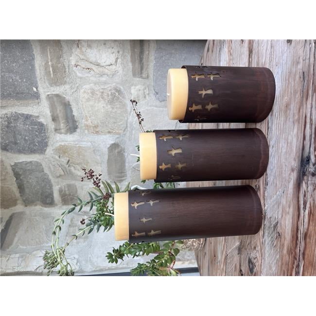 Rustic Cross Cut Out Candle Holders with Vanilla Candles - Set of 3 ...