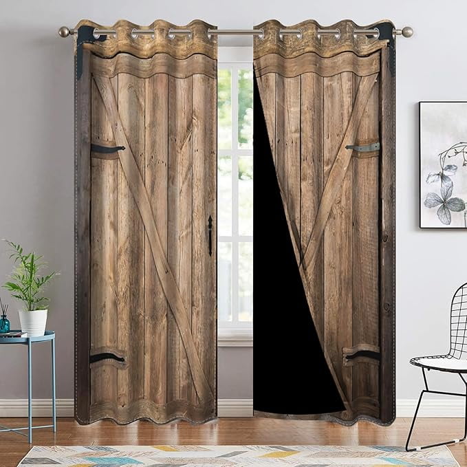 Rustic Curtains Vintage Wood Barn Door Old Garage Door Native Country ...