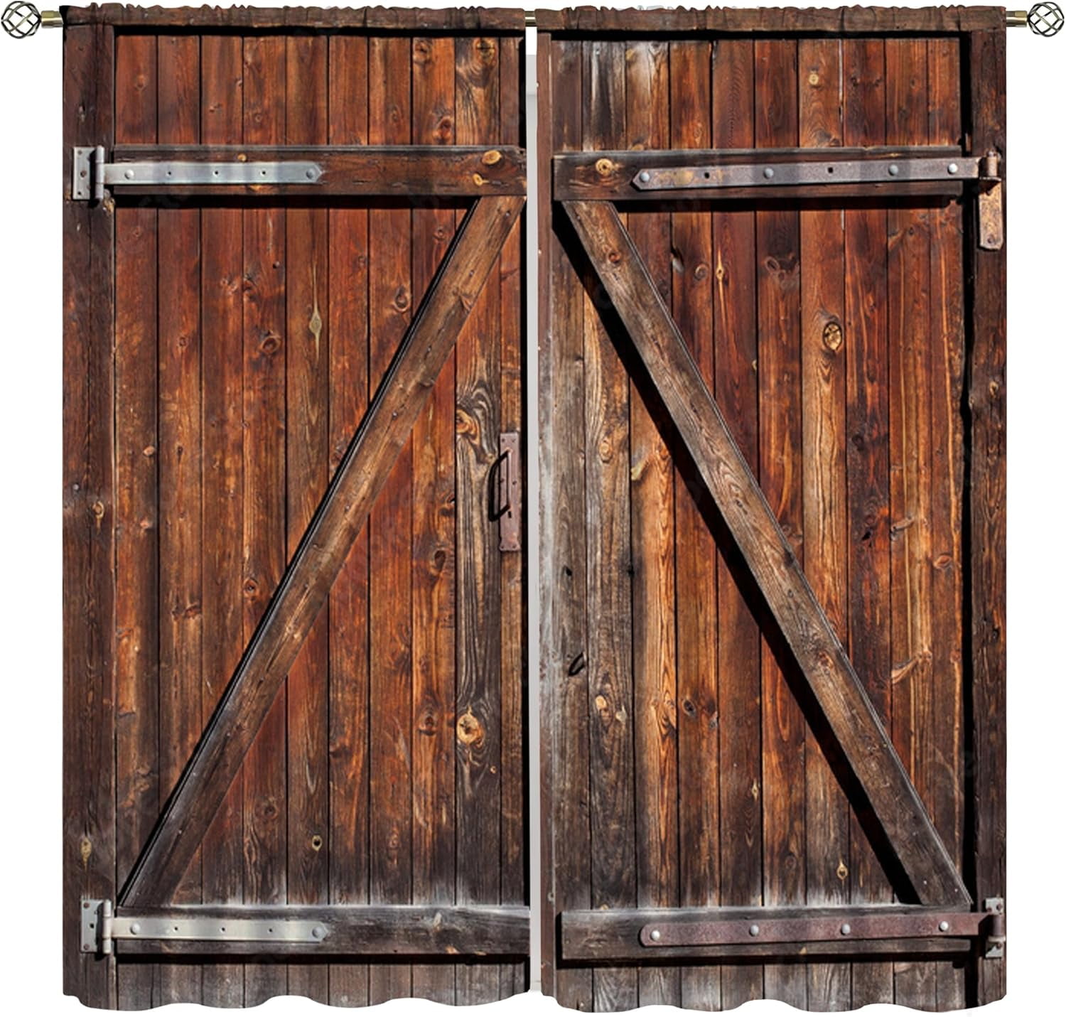Rustic Curtains for Bedroom, Old Barn Door Wooden Board Living Room ...