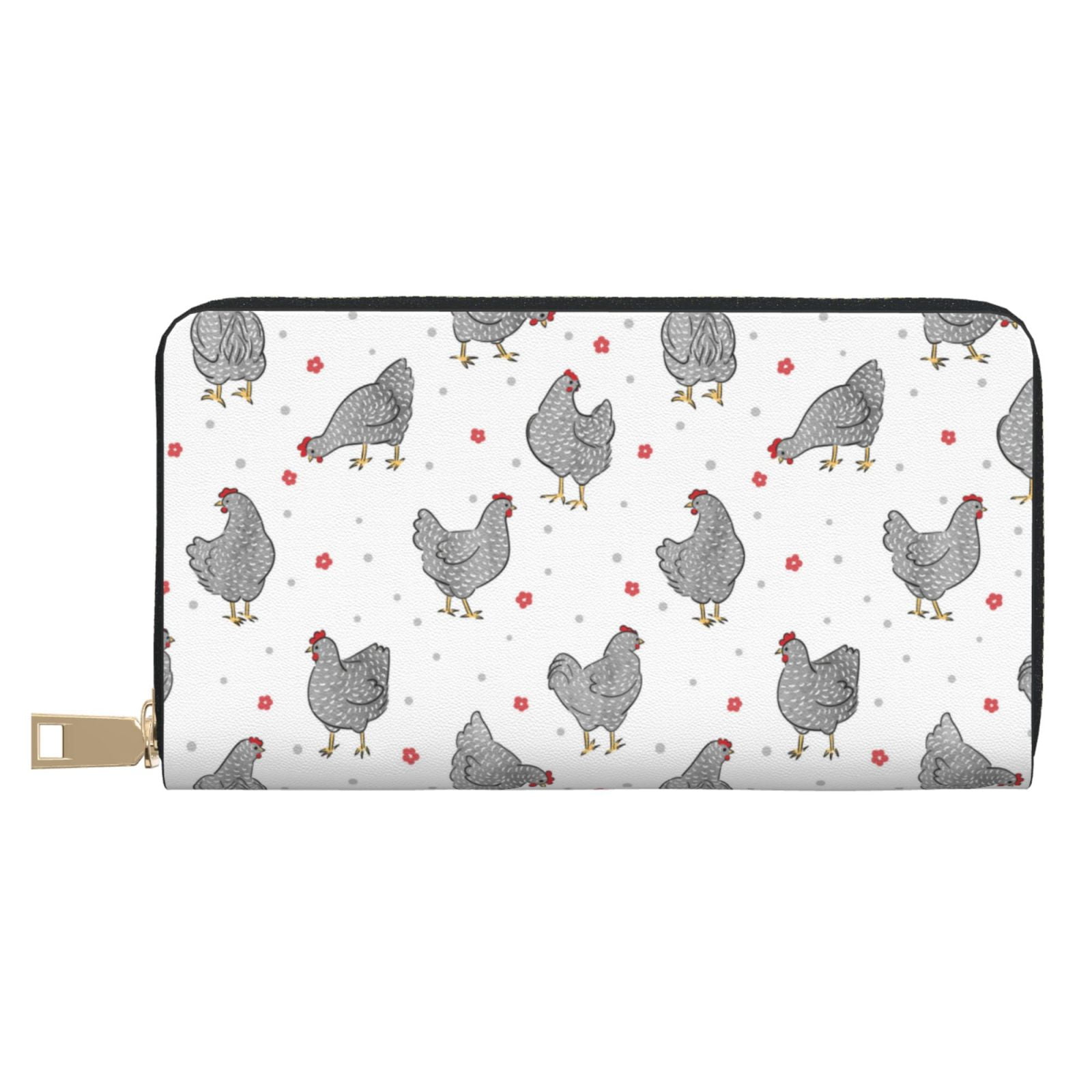 Rustic Cute Chicken Flower Wallet Women, Leather Bifold Multi Card ...