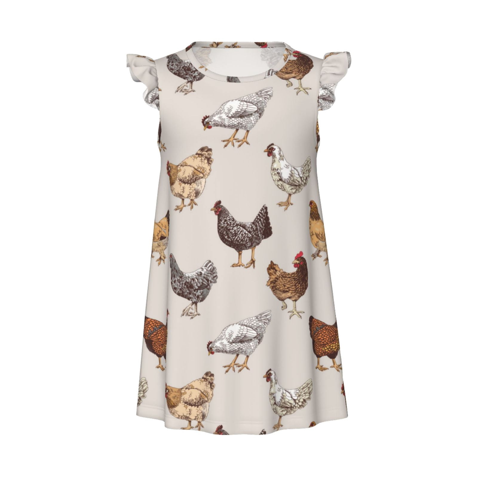 Rustic Cute Chicken Girls Nightgowns, Short Sleeves Dress Girls ...
