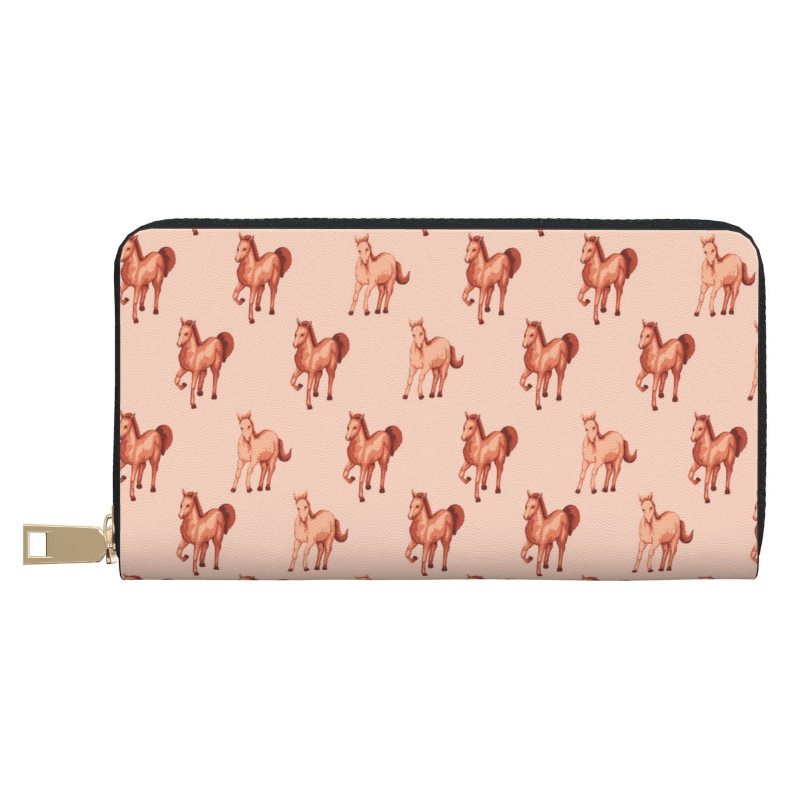 Rustic Cute Horse_A Wallet Women, Leather Bifold Multi Card Wallet ...